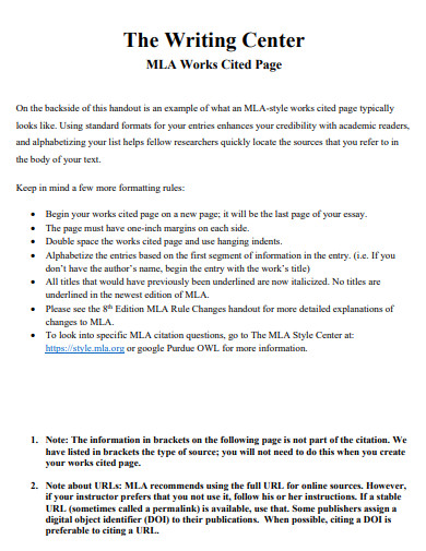 24+ MLA Works Cited Page Example in PDF | Examples