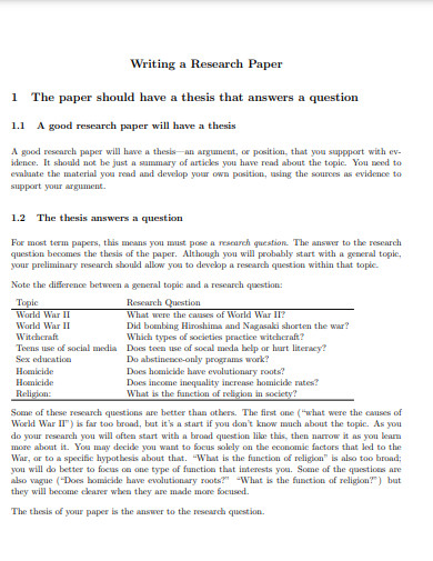 21+ Research Paper Thesis Example in PDF | Examples