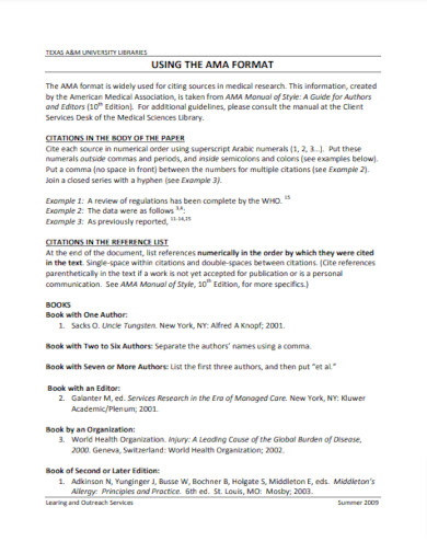 34+ AMA Citation Format - Example, PDF | Examples