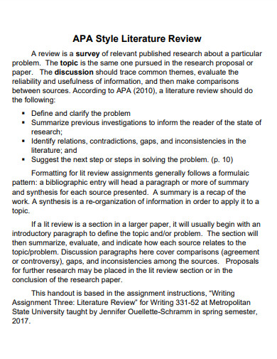 19 APA Literature Review Examples In Word Google Docs PDF Examples 