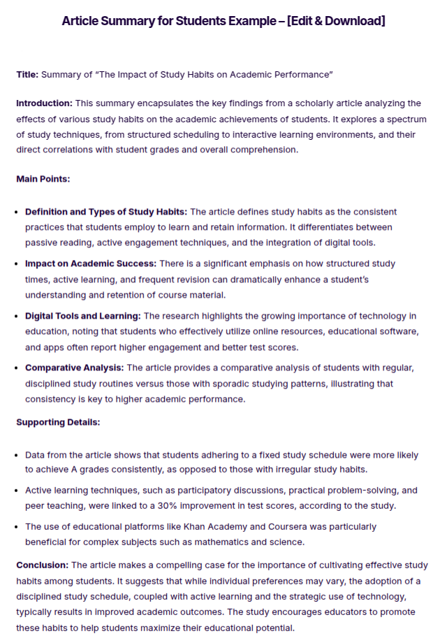 30 Article Summary Examples 30 Article Summary Examples