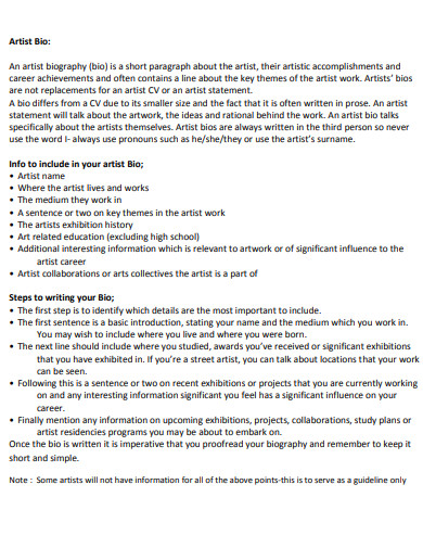 29+ Artist Bio Examples in Google Docs, Word, PDF, Apple Pages | Examples