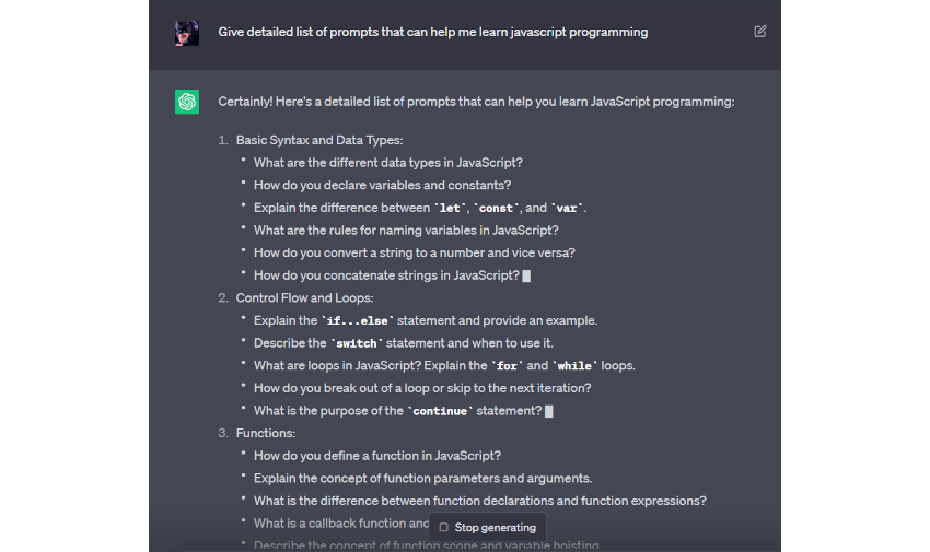11+ ChatGPT Prompts for Programmers with Examples | Examples