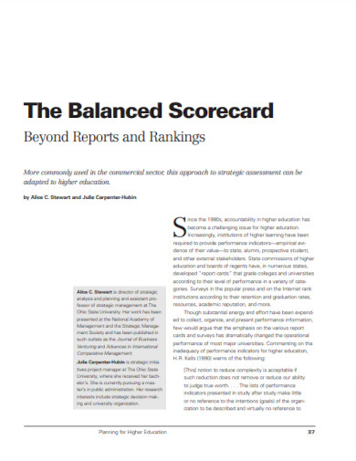 Balanced Scorecard - 35+ Examples, PDF