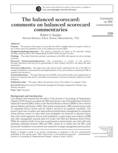 Balanced Scorecard - 35+ Examples, PDF