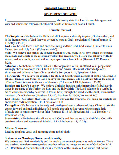 29+ Statement of Faith Examples in PDF | Examples
