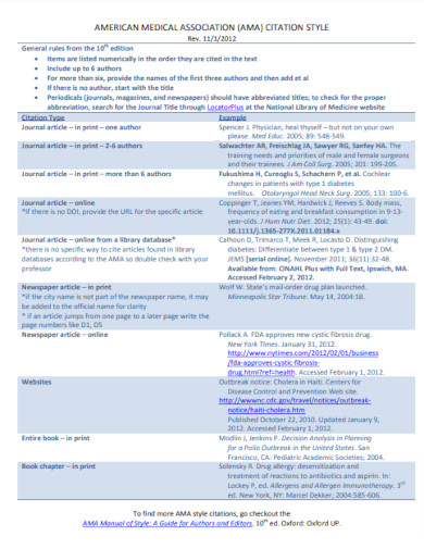 34+ AMA Citation Format - Example, PDF | Examples