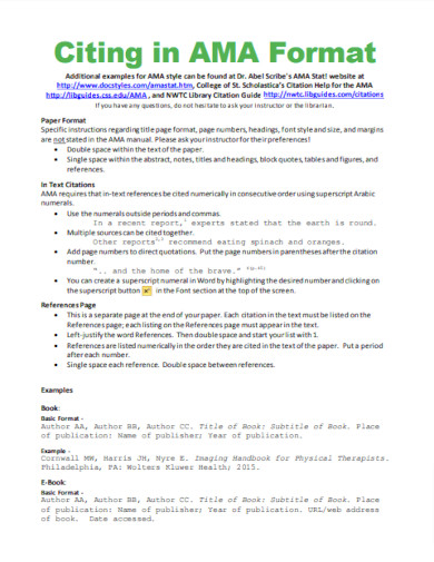 34 AMA Citation Format Example PDF Examples