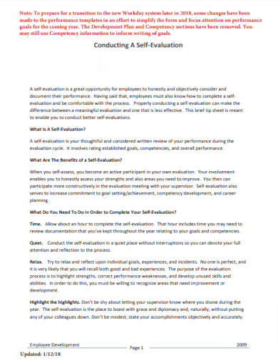 Self Evaluation for Work - 29+ Examples, Format, PDF
