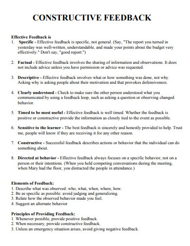 30+ Constructive Feedback Examples in PDF | Examples