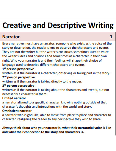 Descriptive Writing - 29+ Examples, Format, Pdf | Examples