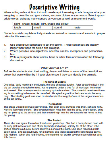Descriptive Writing - 29+ Examples, Format, Pdf | Examples
