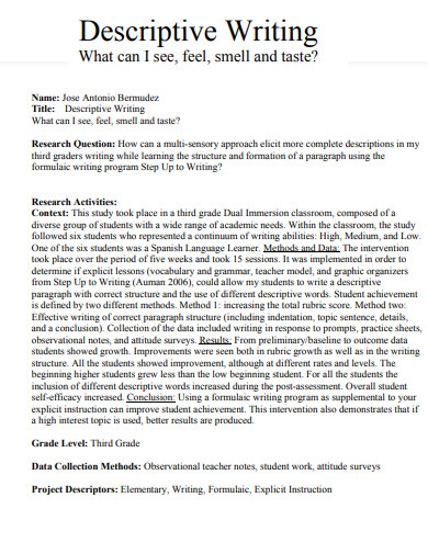 Descriptive Writing - 29+ Examples, Format, Pdf | Examples