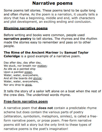 29+ Narrative Poem Examples in Illustrator, PSD, Google Docs, Apple ...