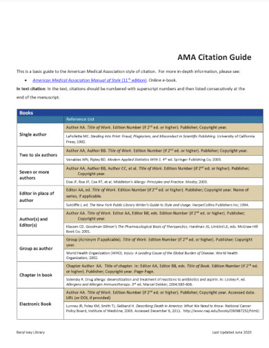 34+ AMA Citation Format - Example, PDF | Examples