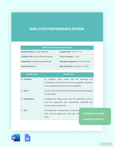 21+ Performance Review Comments Examples in Google Docs, Apple Pages ...