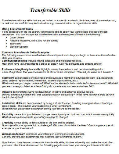 29+ Transferable Skill Examples in Word, PDF | Examples