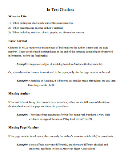 24+ In-Text Citation in PDF | Examples