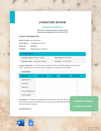 19 APA Literature Review Examples In Word Google Docs PDF Examples