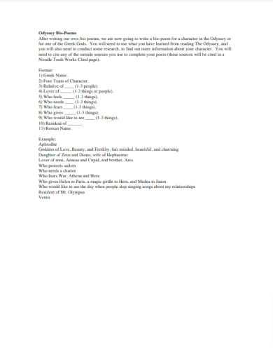 21+ Bio Poem Examples - PDF | Examples