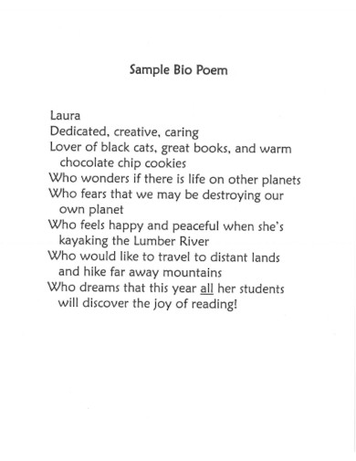 21+ Bio Poem Examples - PDF | Examples
