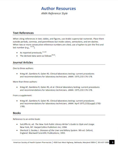 34+ AMA Citation Format - Example, PDF | Examples