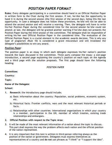 29 Position Paper Examples In PDF Examples