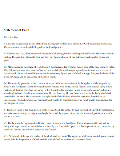 29+ Statement of Faith Examples in PDF | Examples