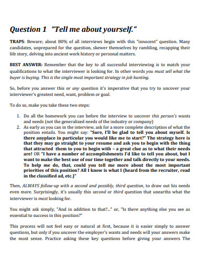 Tell me About Yourself Interview | Examples