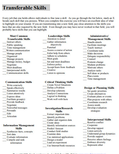 29+ Transferable Skill Examples in Word, PDF | Examples