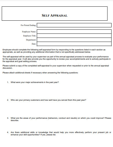 29+ Self-Appraisal Examples in Google Docs, Word, PDF, Apple Pages ...