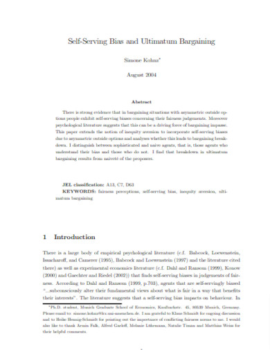 23 Self Serving Bias Example Pdf Docs Examples