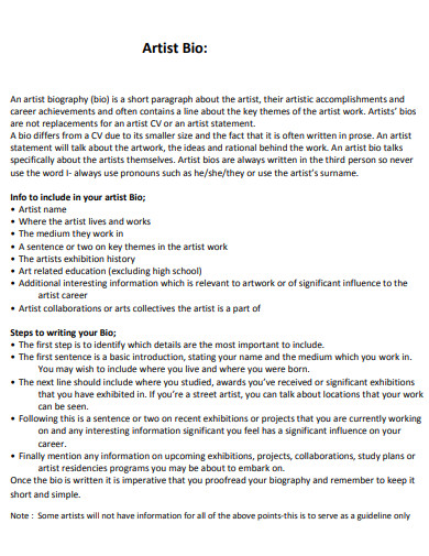 29+ Artist Bio Examples in Google Docs, Word, PDF, Apple Pages | Examples