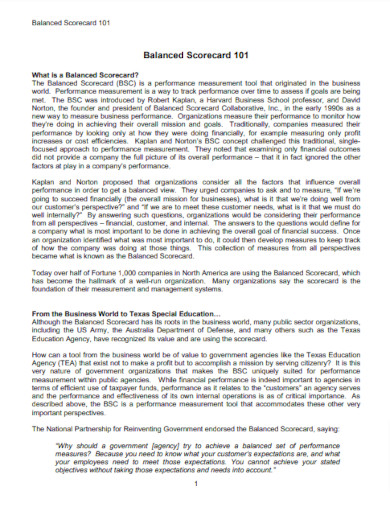 Balanced Scorecard - 35+ Examples, PDF