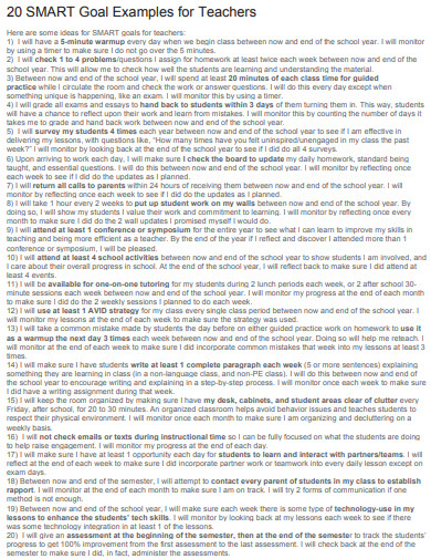 13+ Teacher Professional Goals Examples in Google Docs, Google Sheets ...