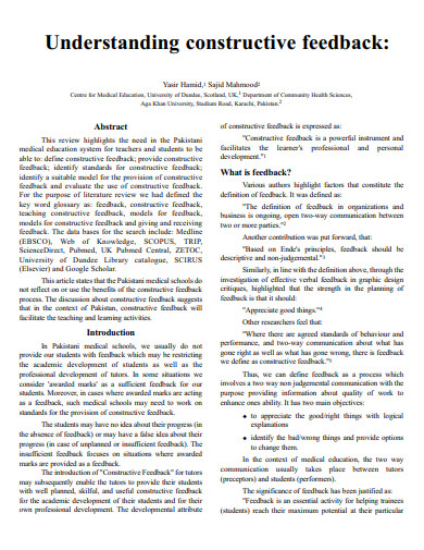 30+ Constructive Feedback Examples in PDF | Examples