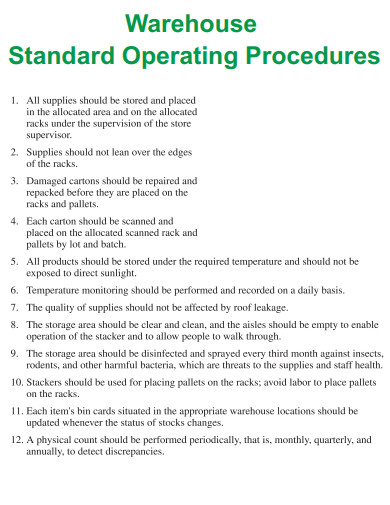 30+ Standard Operating Procedure Examples in MS Word | Pages | Charts | MS Excel | PDF | Examples