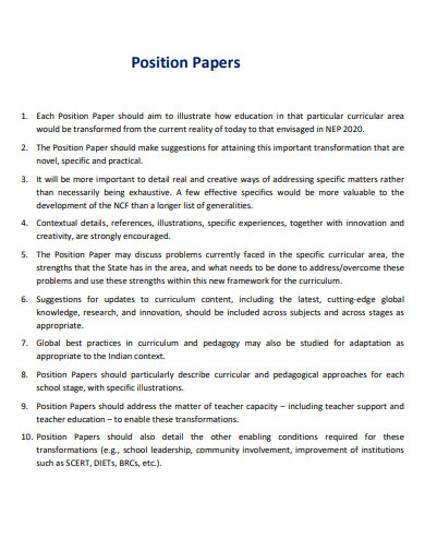 29+ Position Paper Examples in PDF | Examples