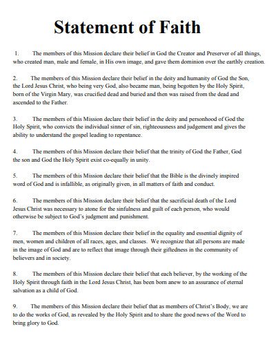 29+ Statement of Faith Examples in PDF | Examples