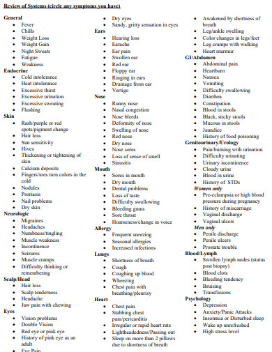 8+ Review of Systems in Google Docs, Word, PDF | Examples