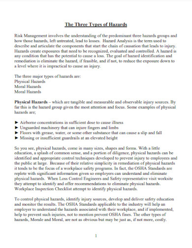 29+ Physical Hazard - Examples, PDF, DOCS | Examples