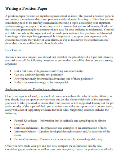 29+ Position Paper Examples in PDF | Examples