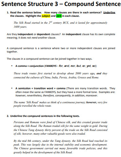 28+ Sentence Structure Example in PDF | Examples