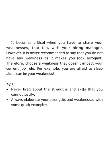 13+ Weaknesses Job Interview Example in PDF | Google Docs | Word Apple ...