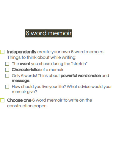 6 Word Memoir | Examples