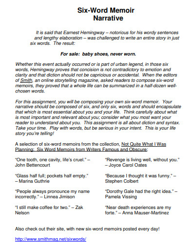 6 Word Memoir | Examples