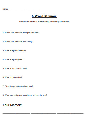 6 Word Memoir | Examples