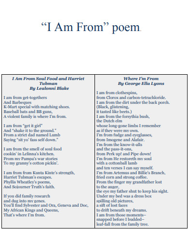 I Am from Poem - 30+ Examples, Format, How to Write, PDF