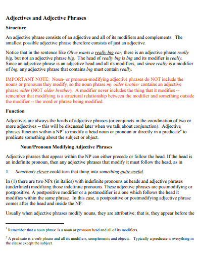 30+ Adjective Phrase Examples in PDF | Examples