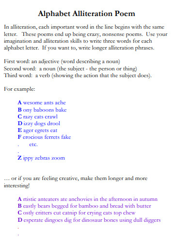 30+ Poem of Alliteration Examples in PDF | Examples
